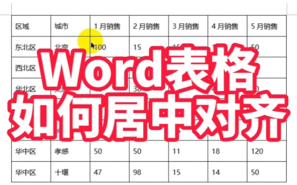 Word表格对齐内容