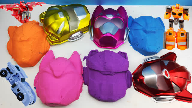 用太空沙制作迷你特工队面具召唤变形车变形机甲