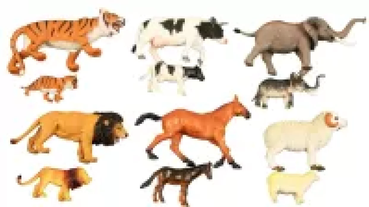 大小动物模型玩具展示