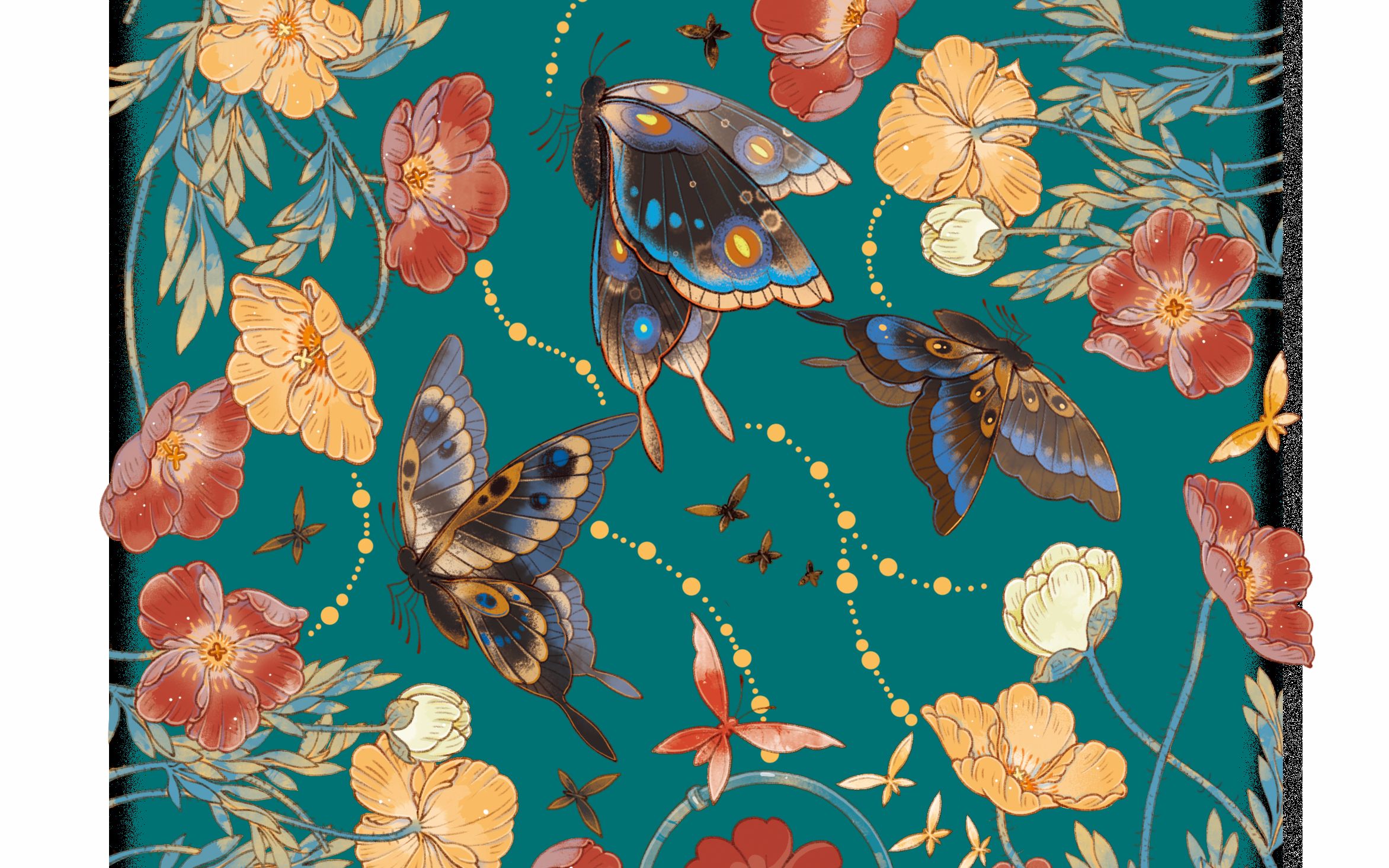 【花花蝴蝶】和纸胶带 绘画过程 线稿部分1