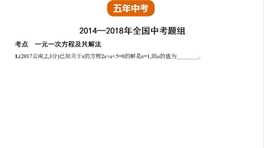 一元一次方程组及其解法考点,配合云南、湖北真题讲解 透彻明白