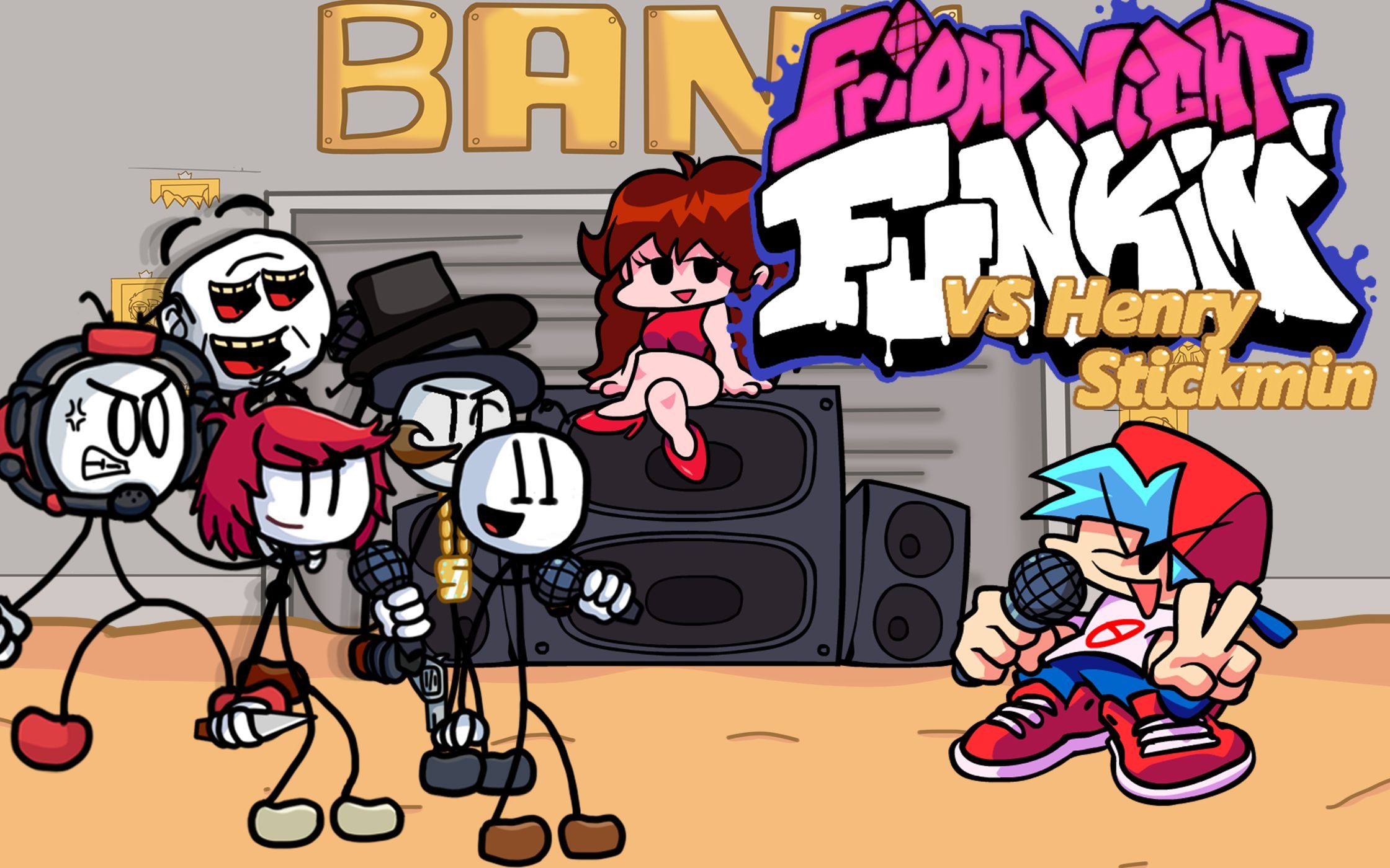 FNF亨利模组,跳楼梯全阶段困难模式通关