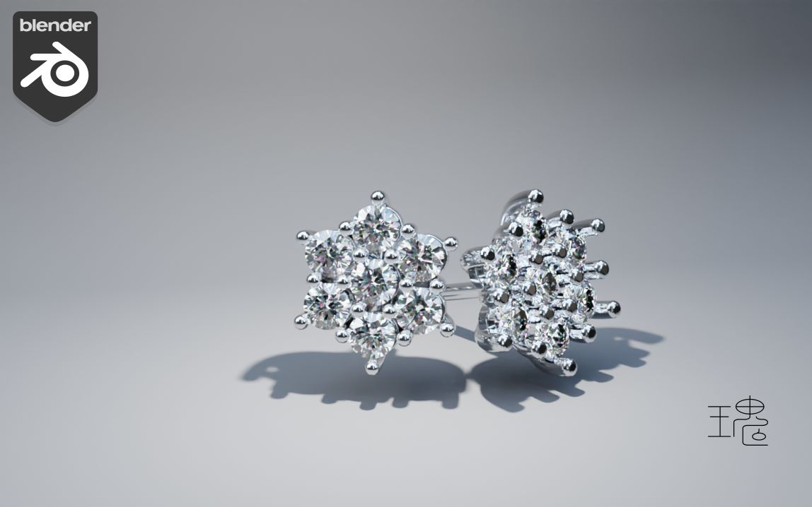Blender珠宝3D建模主题教学085:花式钻石耳环/Blender Jewelry ...