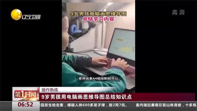 9岁男孩用电脑画思维导图总结知识点