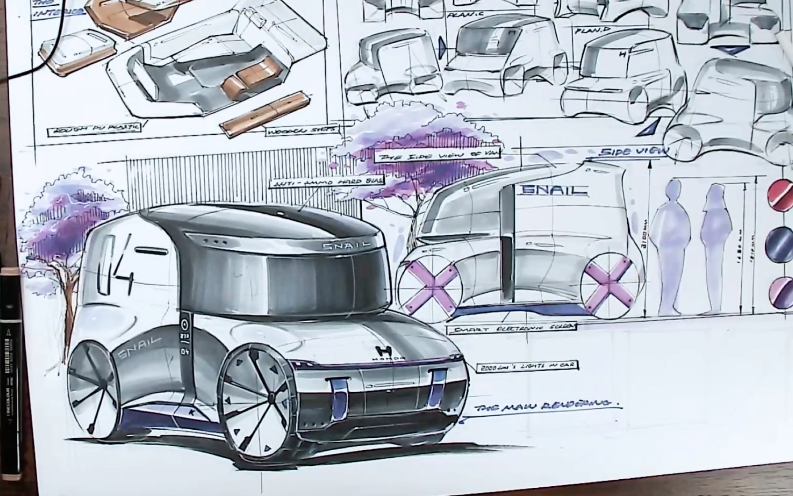 「产品手绘 | 工业设计手绘」概念车基础稿