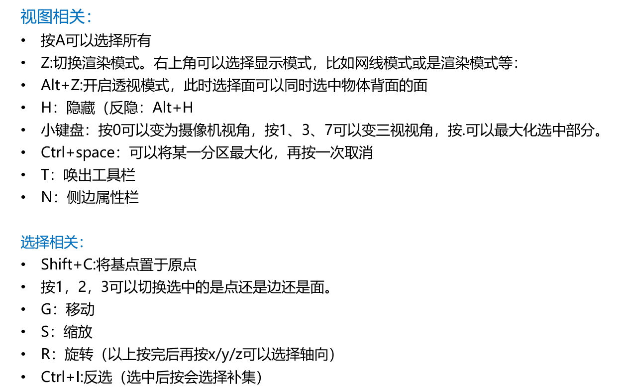 Blender学习日记——常用快捷键总结