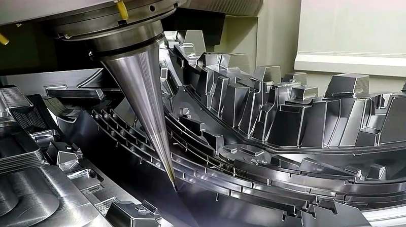 五轴数控机床加工模具的过程,这质感,隔着屏幕看看都觉得享受!