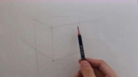 正方形体:两点透视原理讲解,素描正方体形体画法步骤