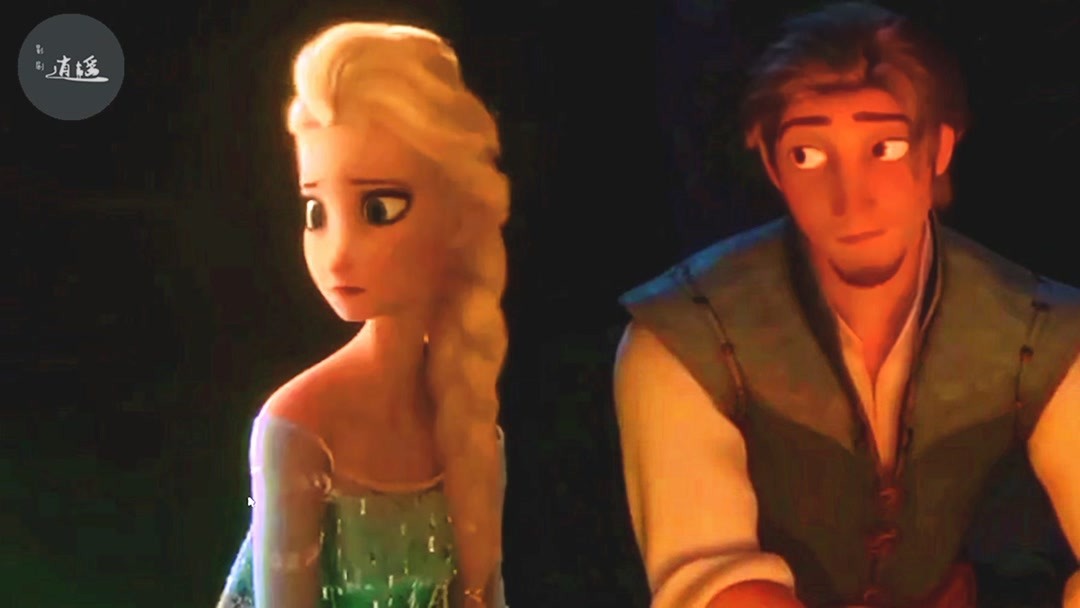 经典迪士尼动画混搭,艾莎公主乱入魔发奇缘,还和尤金一见钟情