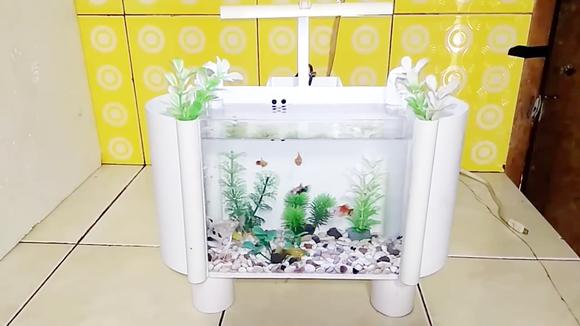 老外用废旧PVC管改造鱼缸,动手能力真是强!