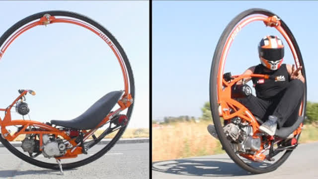 牛人自制单轮自行车,号称永不会爆胎,效果竟比跑车都强?