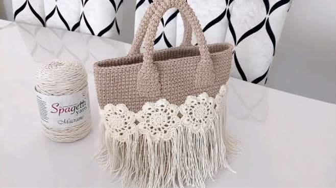 钩针编织文艺流苏手提包