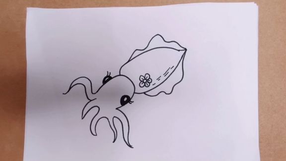 简笔画 章鱼小姐美美的一天
