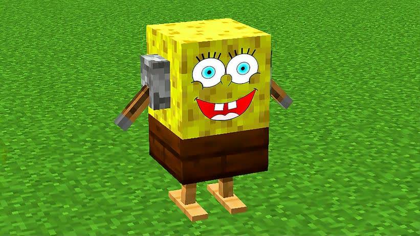 我的世界:小游1分钟带你制作最简单的海绵宝宝
