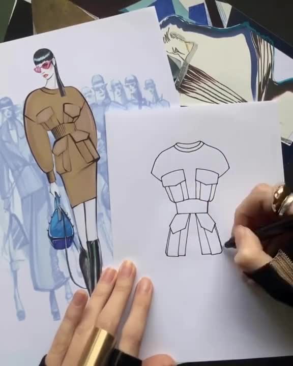 服装设计 款式图绘画,干净利落的线条强迫症表示很舒服