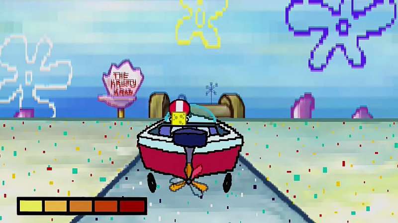 海绵宝宝用模拟器开船,还是撞到了蟹堡王