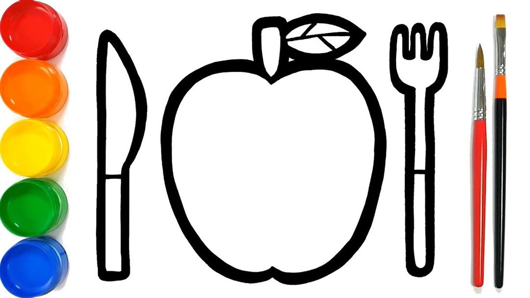 儿童简笔画,画一个红苹果和着色!