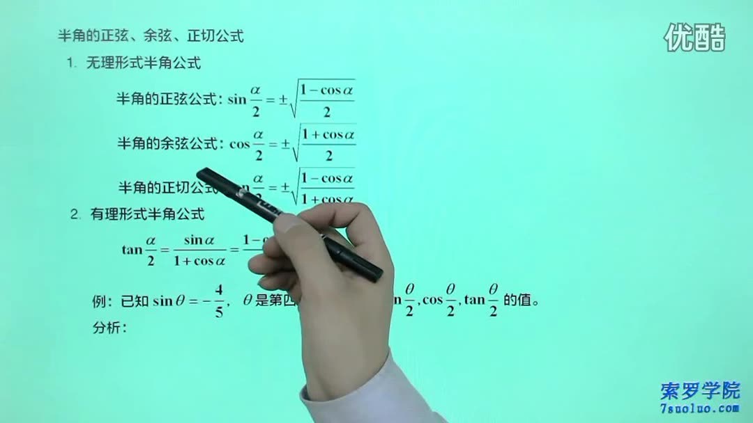 高中数学必修4《三角恒等变换》半角的正弦、余弦、正切公式