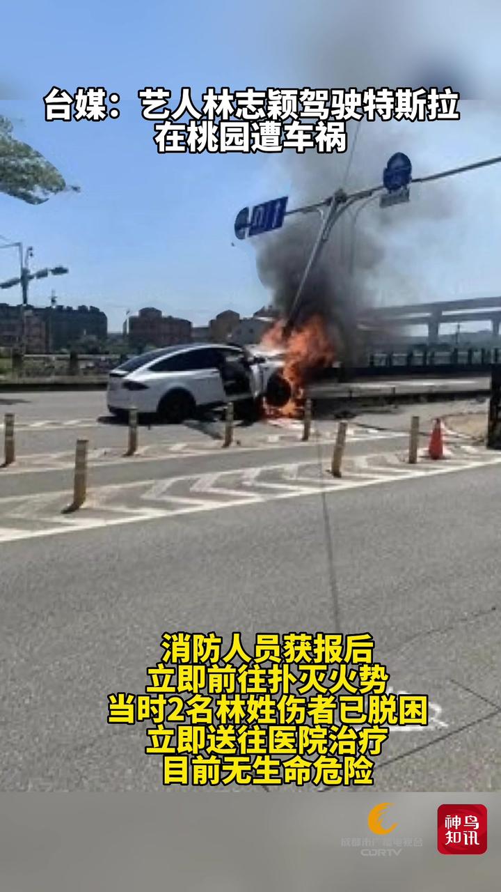 台媒:艺人林志颖驾驶特斯拉在桃园遭车祸。#林志颖 #特斯拉