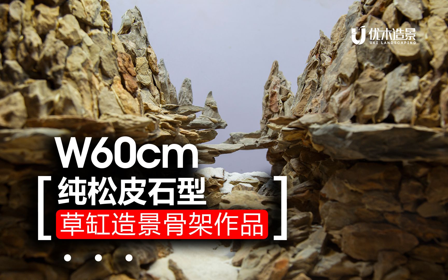 60缸的纯松皮石的草缸造景骨架