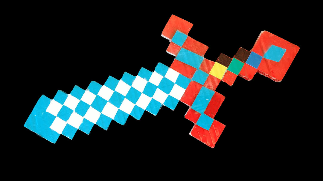 想不想要我的世界钻石剑?小C教你用纸板制作我的世界钻石剑模型