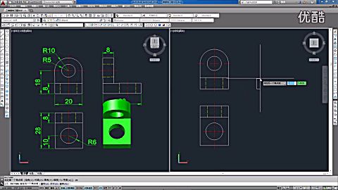 AutoCAD2014二维三视图转三维模型视频讲解