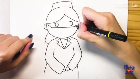 欢迎抗击疫情的英雄们凯旋!学画手捧鲜花的白衣天使简笔画