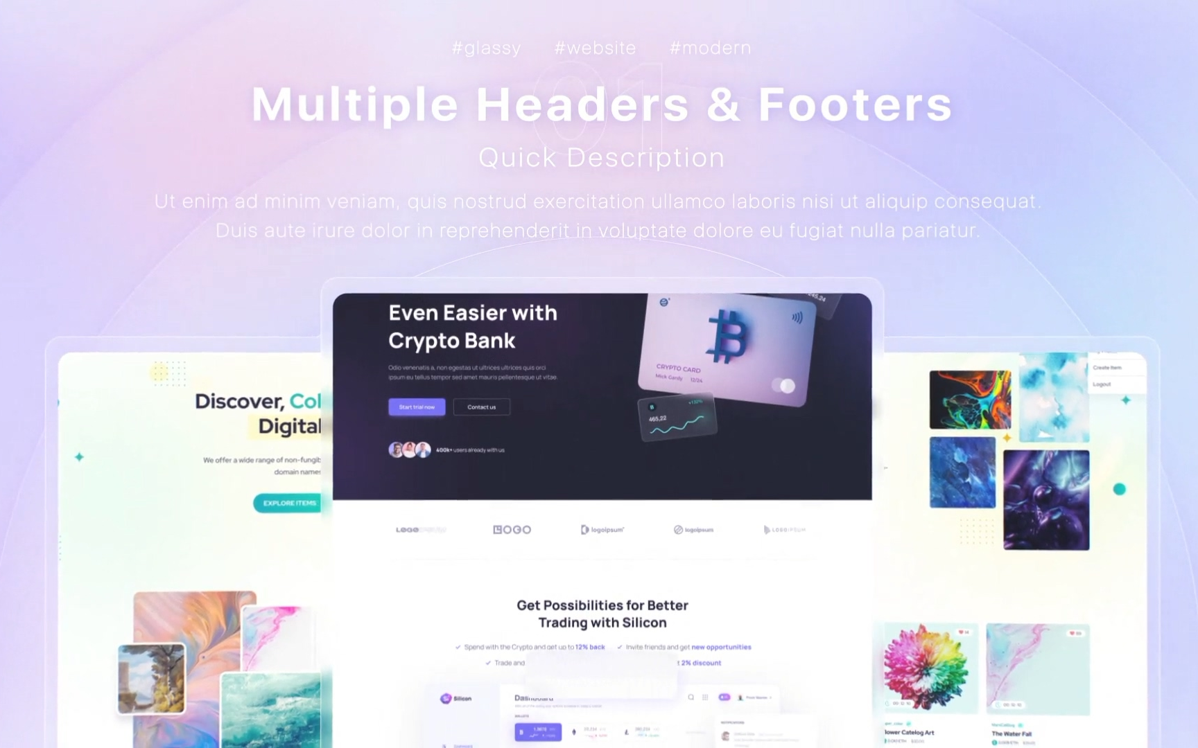 AE模板-半透明毛玻璃效果的web网站介绍视频网页介绍说明视频网站...