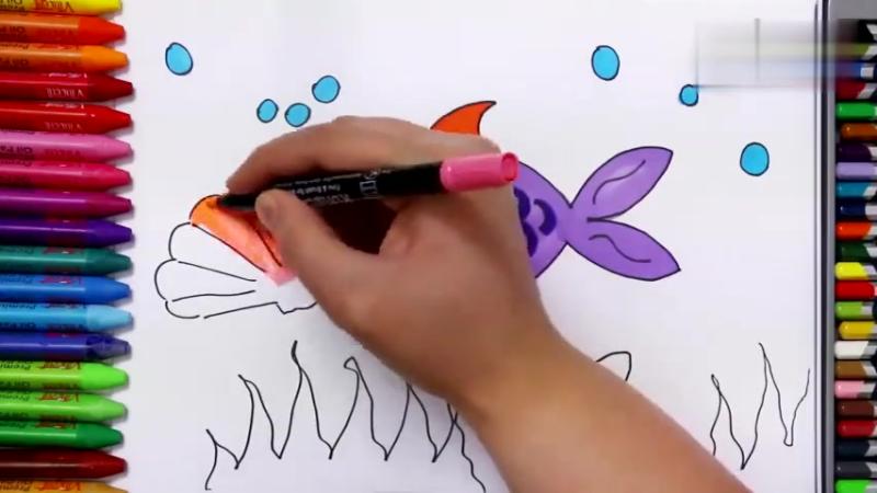 萌萌哒简笔画鱼,快和孩子一起画吧~