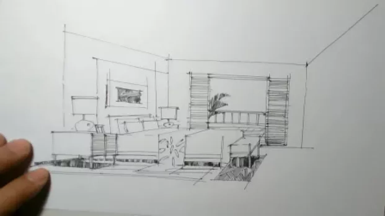 室内设计手绘——卧室线稿