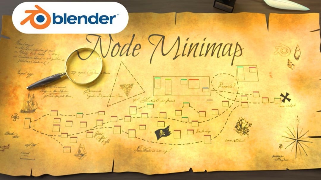 节点地图!Blender插件 Node Minimap 节点小地图位置移动放大管理插件