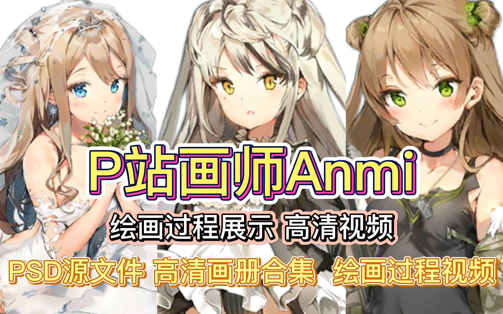 【吐血分享P站画师Anmi】高清视频,PSD源文件,绘画视频、高清画册...