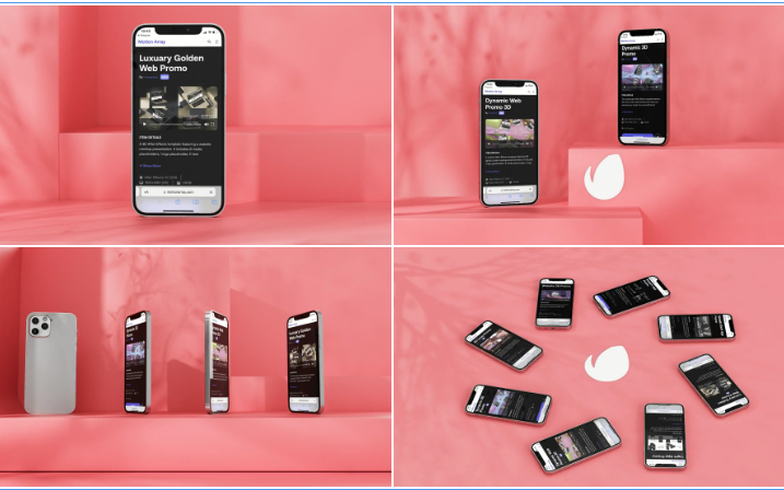 AE模板-3D场景效果的移动手机APP软件演示视频手机3D样机展示...