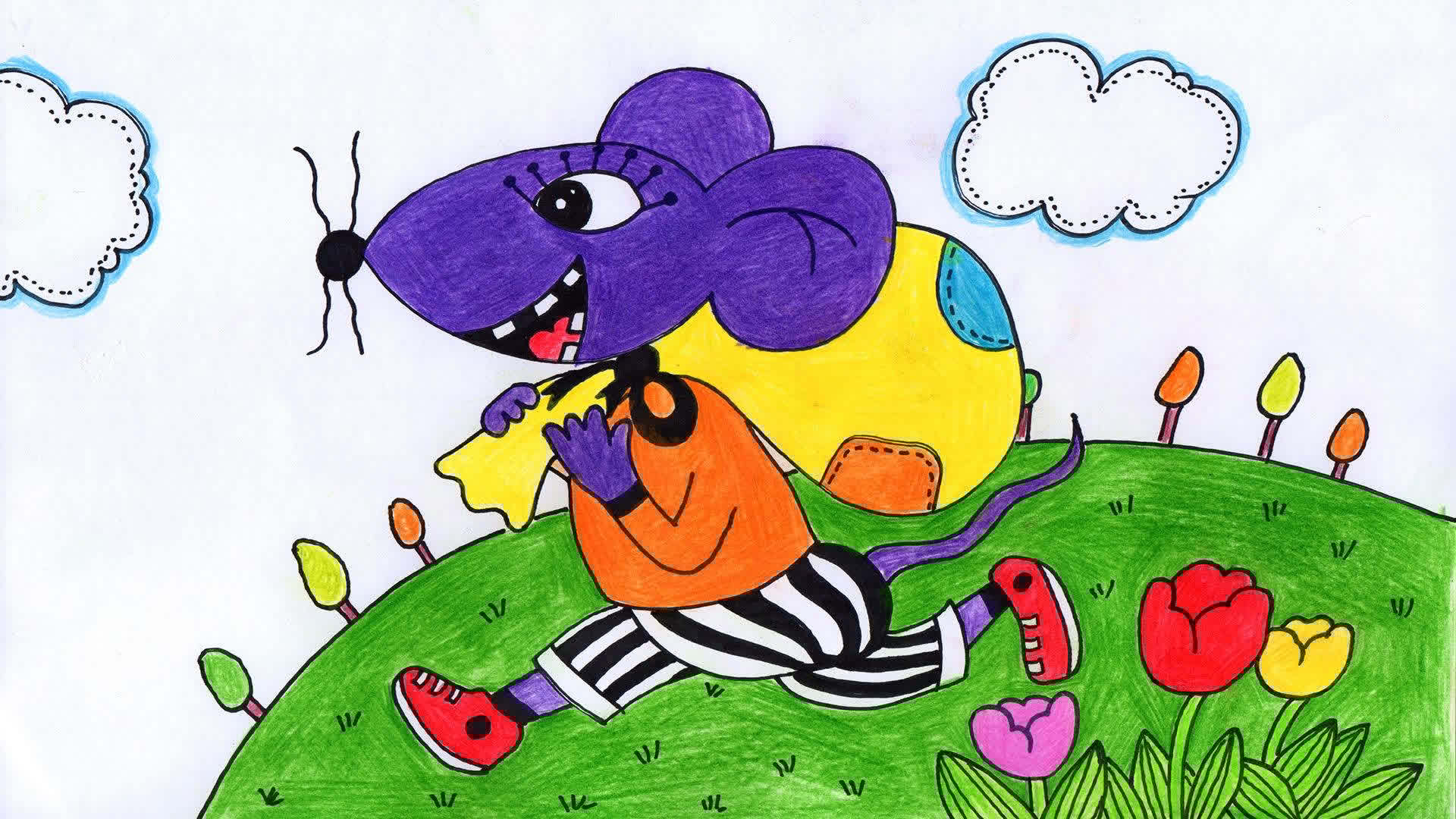 如此得意的小老鼠儿童简笔画真好看!