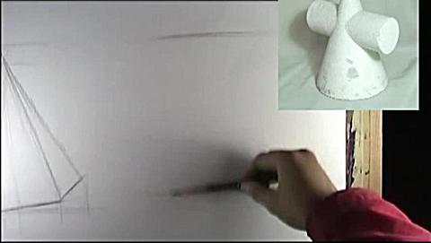 素描自学素描基础入门教学素描几何形体第二讲7: 六棱椎的起稿73素描...