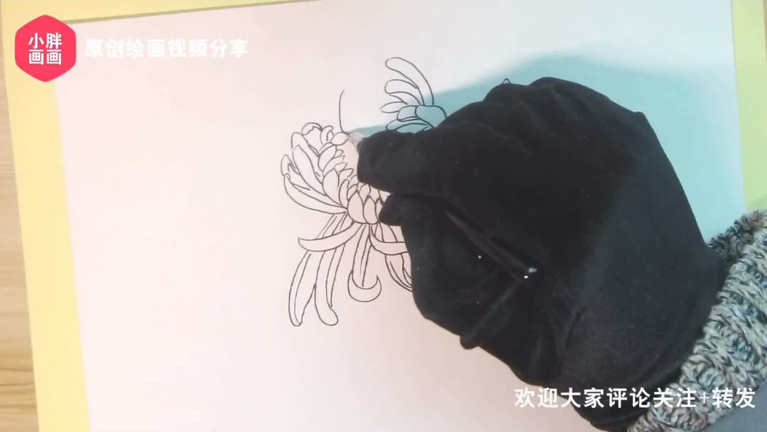 有用的绘画方法,线描菊花,简单易学