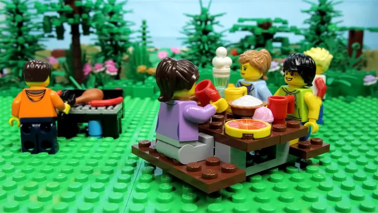 乐高定格动画被美食诱惑而越狱的乐高