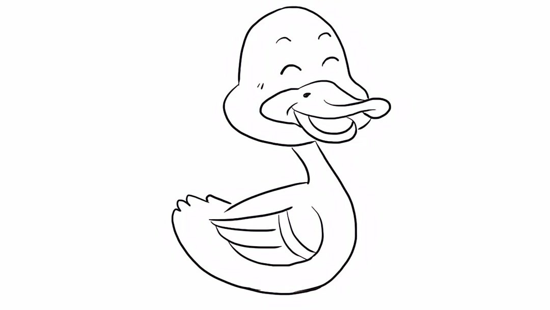 憨笑的小鸭子儿童亲子简笔画