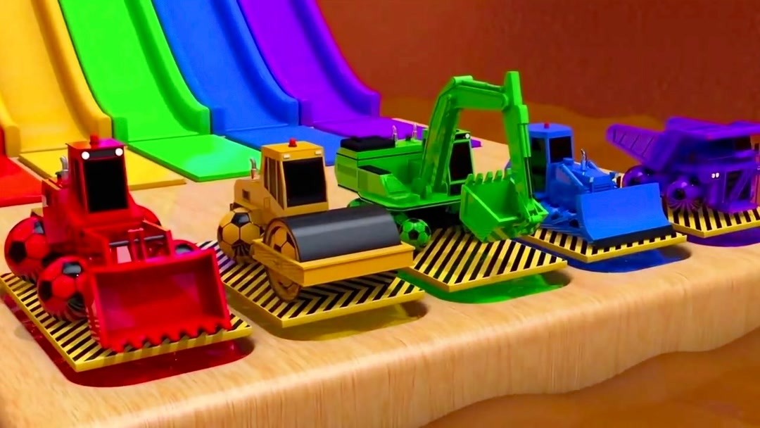 更换工程车的轮胎和车身颜色 推土机 压路机 挖掘机 铲车 卡车