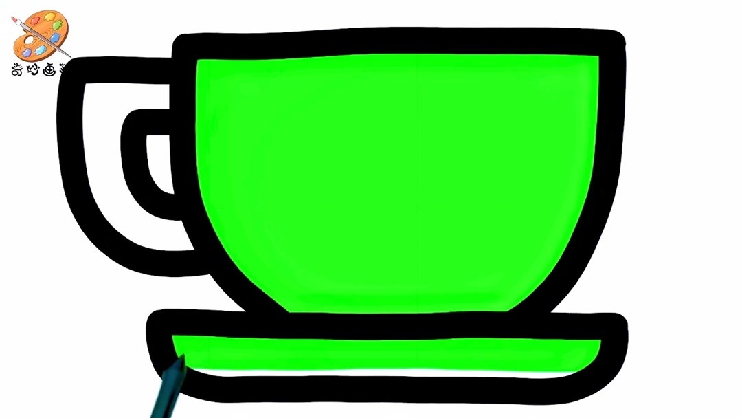 趣味儿童画画教学:简单的咖啡杯画法,几笔就能完成一个咖啡杯!
