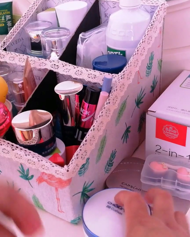 鞋盒新用途!手工达人自制万物收纳盒,放化妆品太方便了!