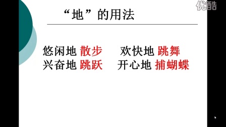 雄县第一小学 张海燕老师录制的微课《的 地 得的用法》