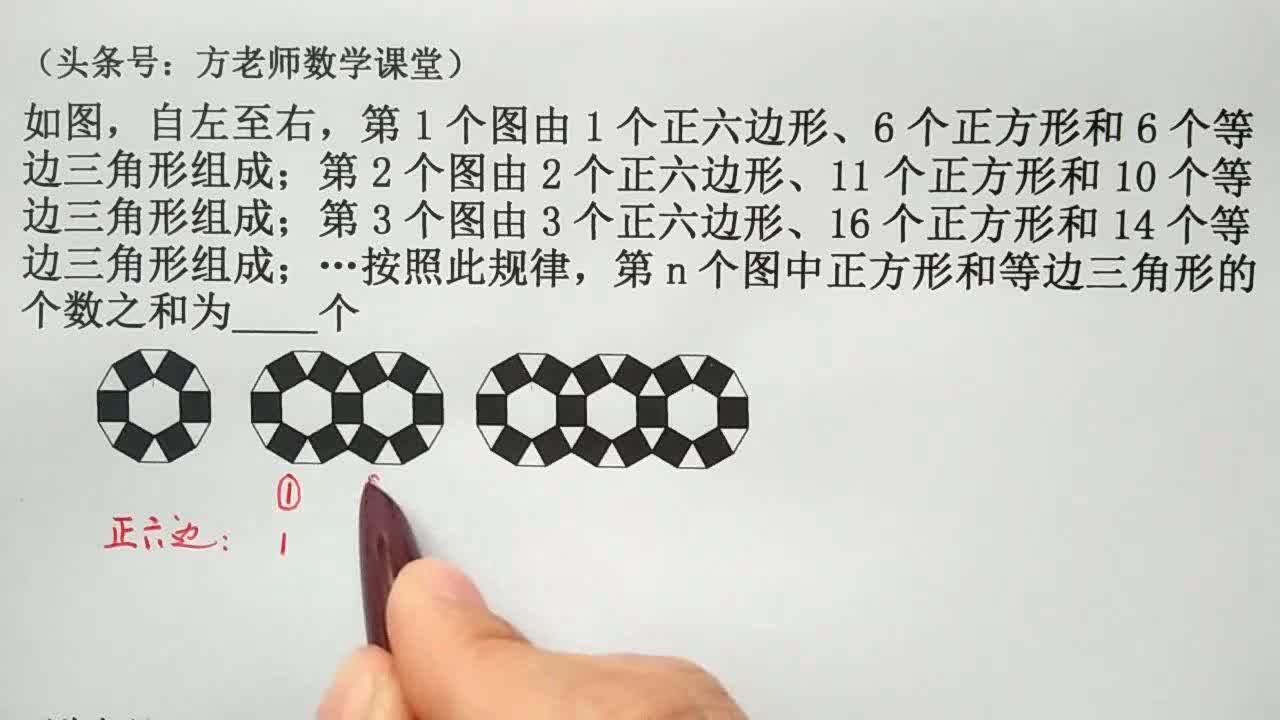 数学7上:找规律,第n个图中,正方形和等边三角形