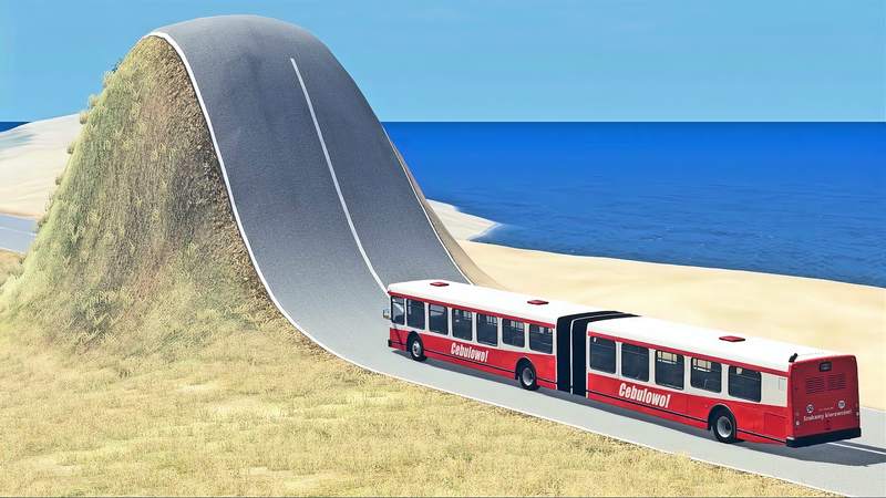 车祸模拟器:路面长个包,各种车争先恐后开足马力冲向超高土堆