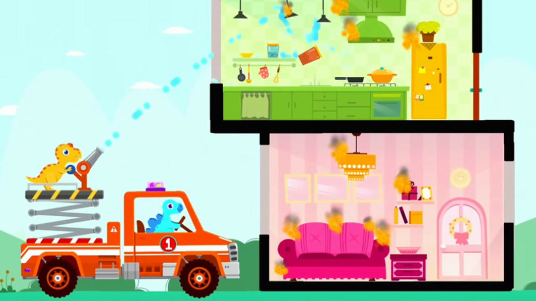 【小橘子】汽车总动员:消防车来灭火游戏