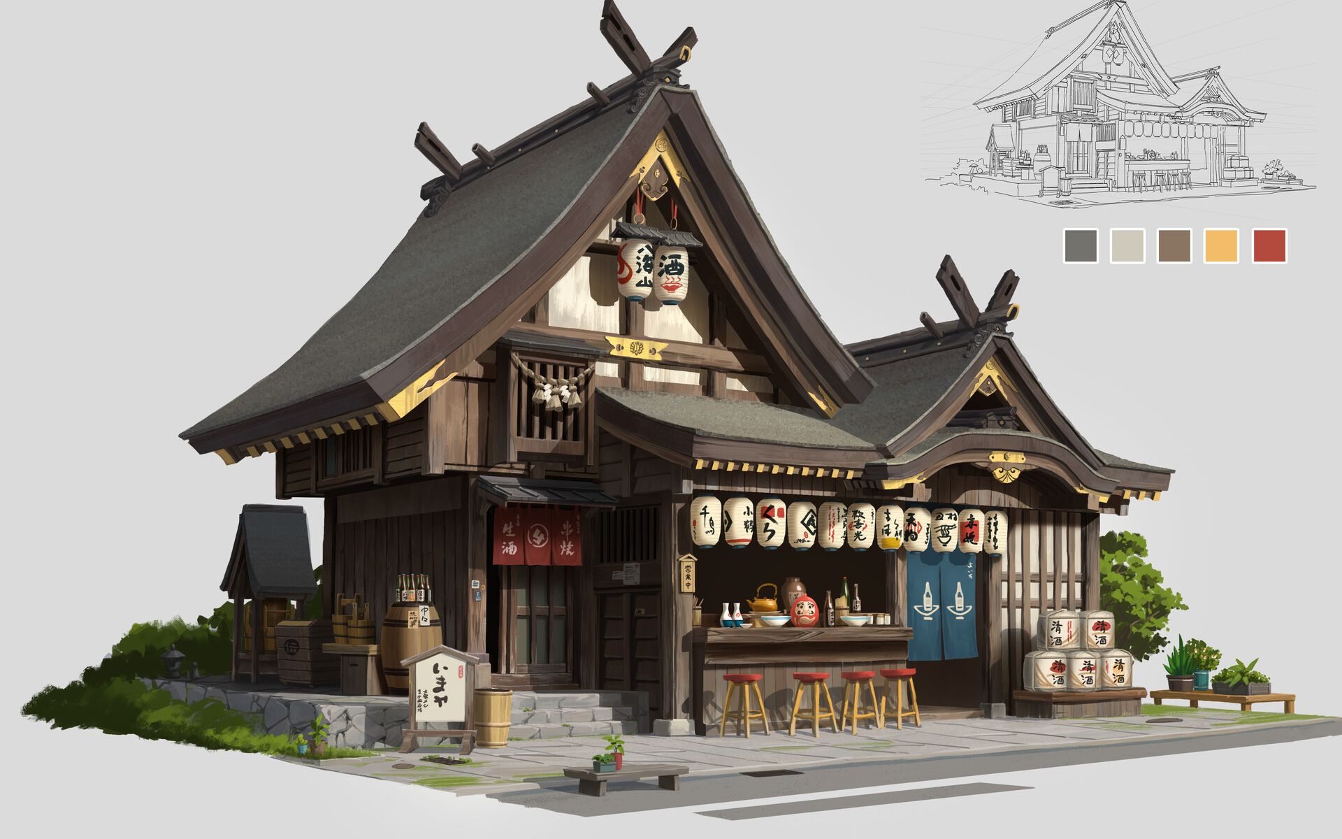 【Maya场景建模】古建筑“商店”制作,0基础建模思路讲解