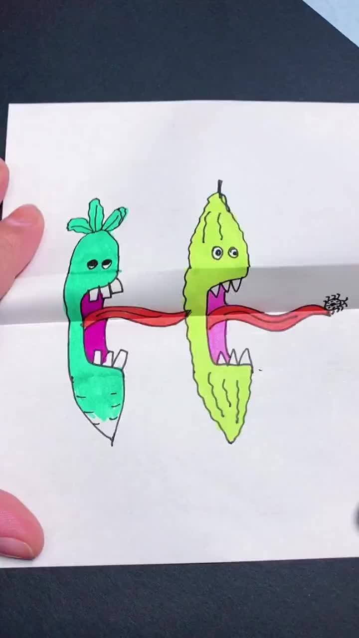 348_多吃水果和蔬菜消灭病毒就是快身体健康人人爱简笔画