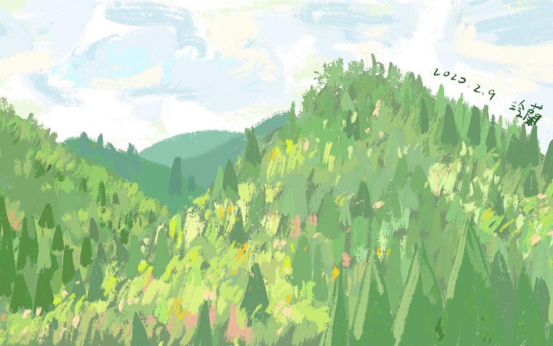 【procreate】绘画,录制过程——乡村小山坡
