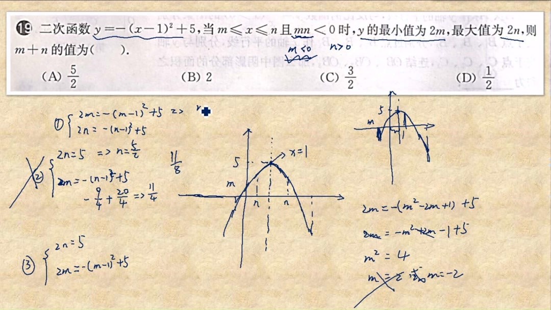 19二次函数取值范围的讨论 中考压轴题