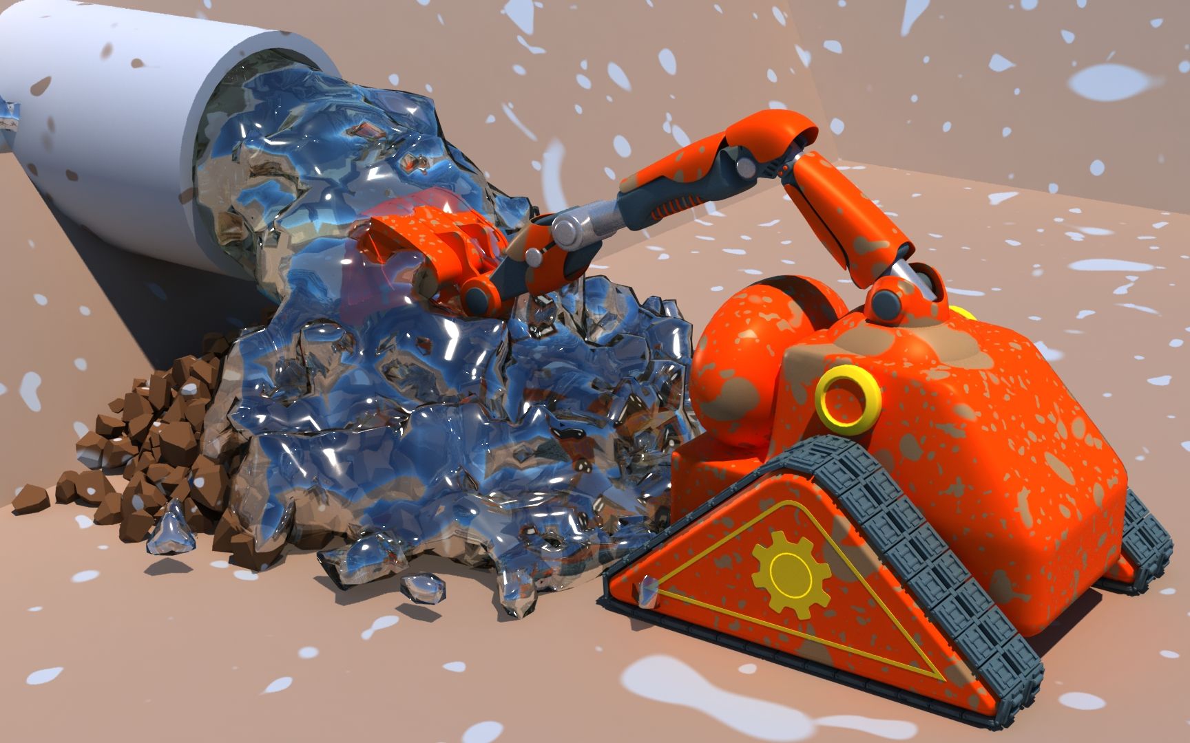 挖机通水管、少儿挖掘机动画、工程车玩具动画片幼儿启蒙益智动画片